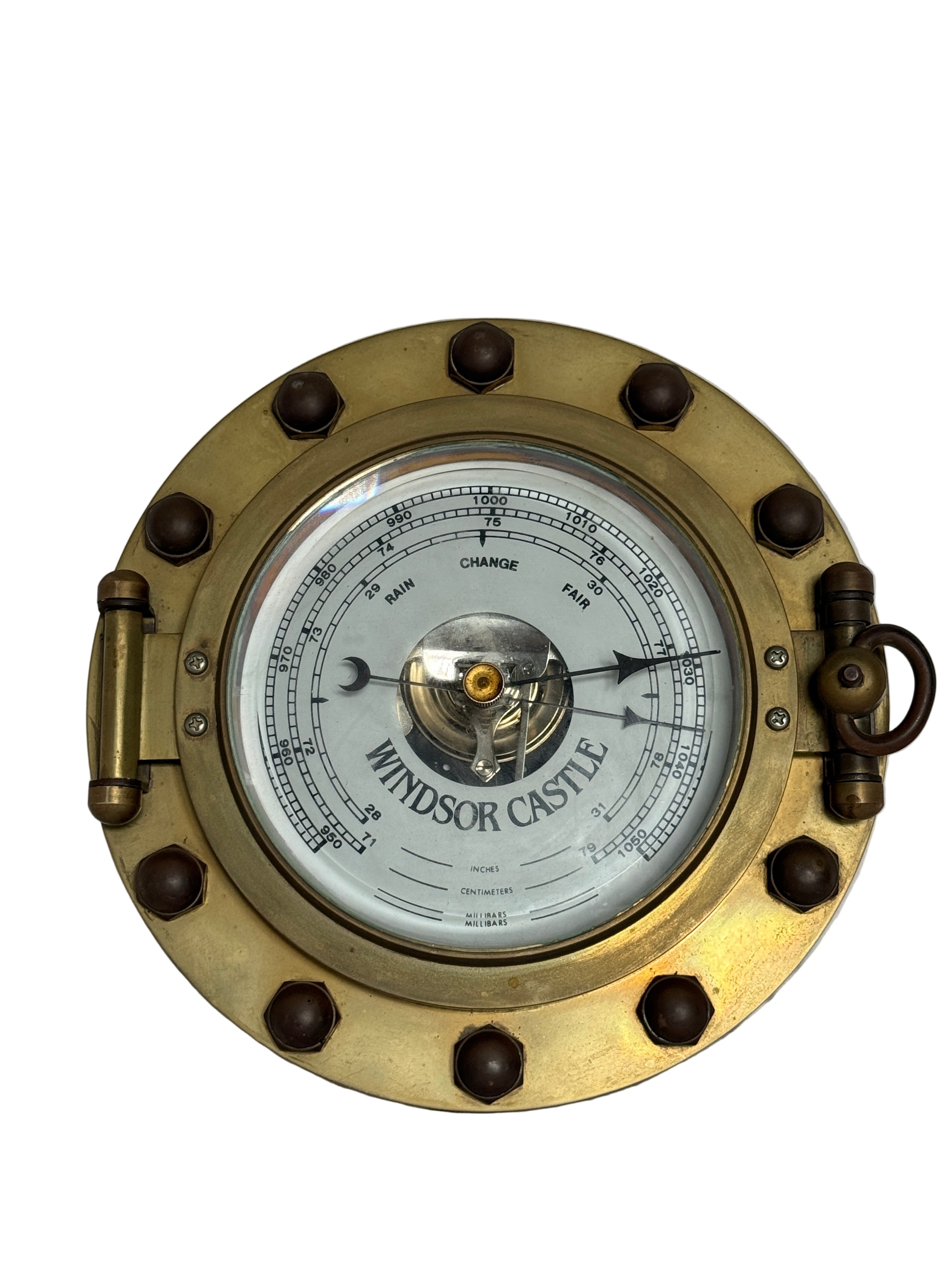 Brass Porthole-Style Aneroid Barometer (Possibly from the Cape Town Ca ...